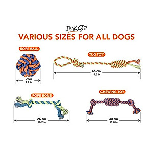 Dog Chew Rope Toys – Set Of 4 Ropes - For Large, Small Teething Pets – All Puppy Breeds Aggressive Chewers – 100% Cotton for Natural Floss – With Ball, Tough Teething Rope, Tug-Of-War & Fetching Bone