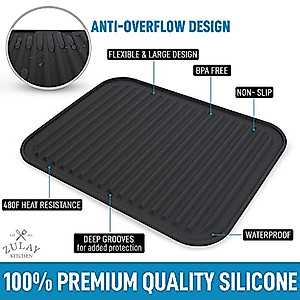 Zulay 2 Pack (9"x12") Silicone Trivets for Hot Pots and Pans - Multi-Purpose & Versatile Trivet Mat - Heat Resistant Silicone Trivet - Durable & Flexible Hot Pads for Kitchen Counter - Black