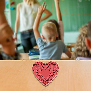 School Smart 85614 Heart Shaped Paper Lace Doilies - 4 inch - Pack of 100 - Red