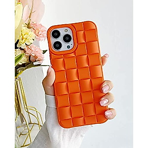 Ginkgonut Compatible with iPhone 14 Pro Case for Women/Girls, Cute 3D Laid Desgin Soft Silicone Shockproof Raised Bumper Corners Case for iPhone 14 Pro（Orange）