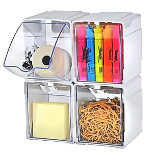 Azar Displays 300360-4PK Stackable Tilt Bin Counter Organizers, White (4-Pack)