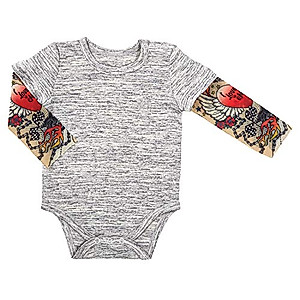 Stephan Baby Snapshirt-Style Diaper Cover with Tattoo Sleeves, Gray, 6-12 Months
