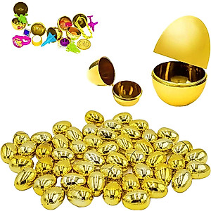 The Dreidel Company Golden Easter Eggs Metallic Gold, Goodie Basket Prize, Eggs are Hinged, 2.38" Inch (12-Pack)