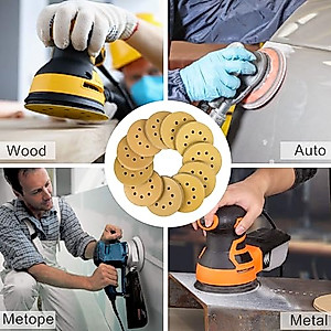 LotFancy Sanding Disc, 5 Inch 8 Hole, 110PCS 60 80 120 150 180 220 320 400 600 800 1000 Grit Sandpaper Assortment, Hook and Loop Sand Paper, Random Orbital Sander Pads