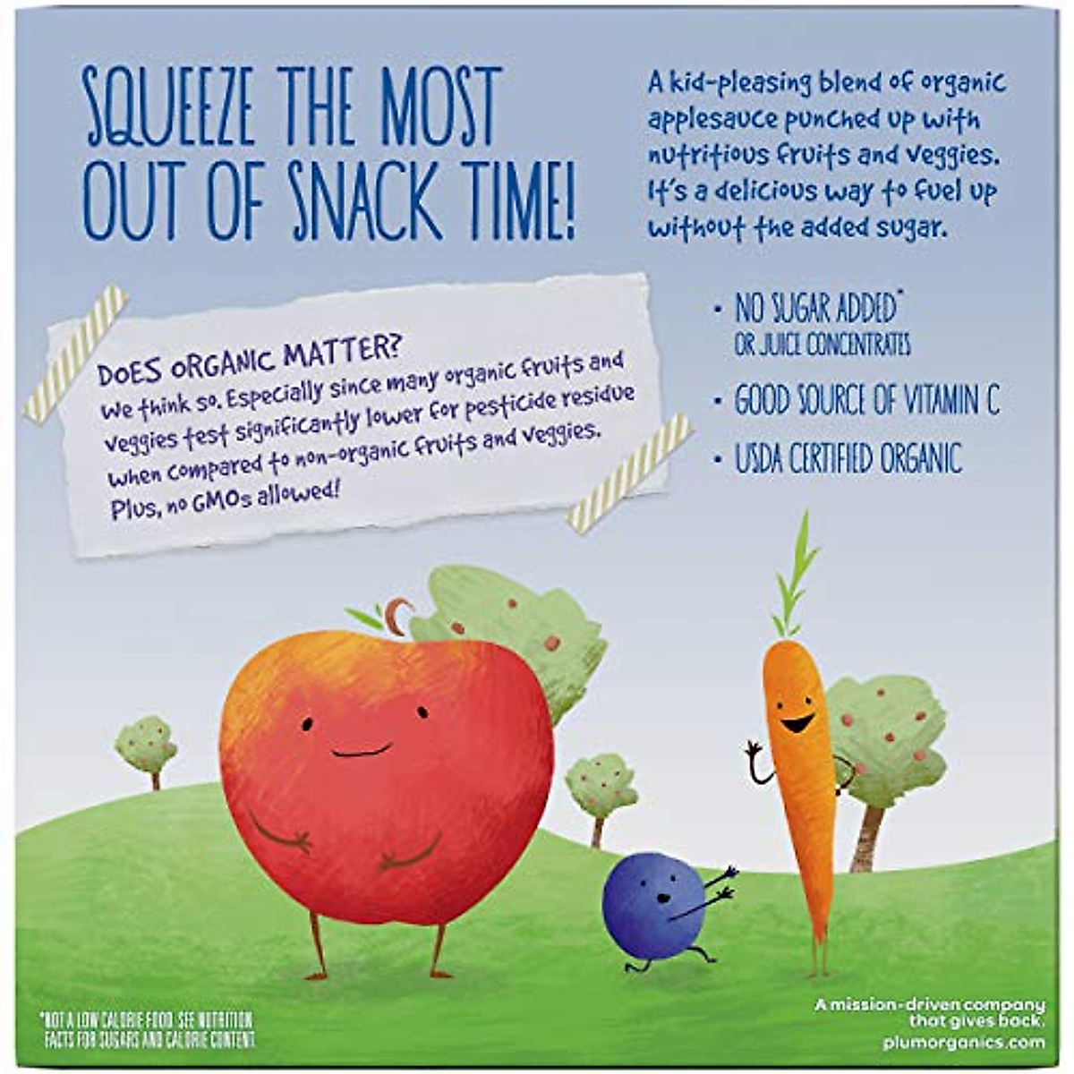 Plum Organics Applesauce, Blueberry & Carrot, 3.17 Oz, 4 Ct