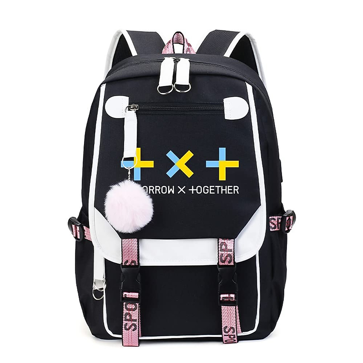 WGEEEY Kpop TXT School Backpack Merchandise, TXT Book Bag Casual Backpack, Black