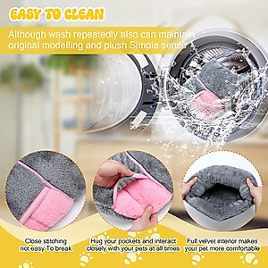 Wenqik 2 Pcs Guinea Pig Bed Cuddle Warm Hideout Small Animal Sack Cozy House Bedding Sleeping Cushion Portable Pet Carrier Cage Nest for Rabbit Hamster Rat (Gray, Pink,Plain)