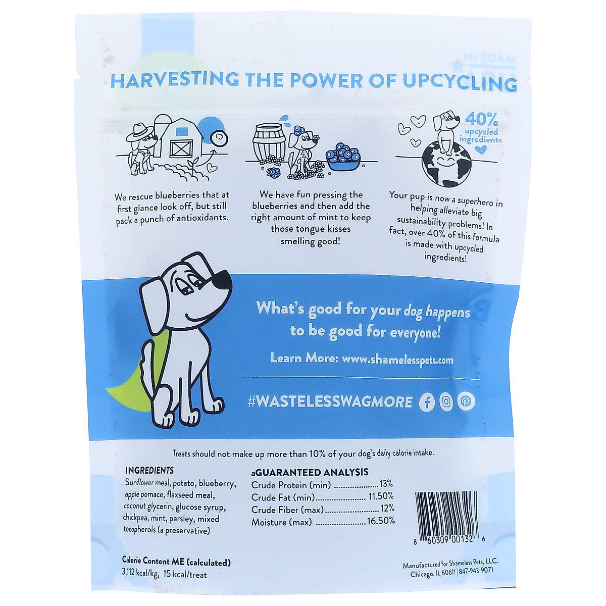 Shameless Pets, Dog Treats Blueberried Treasure, 5 Ounce