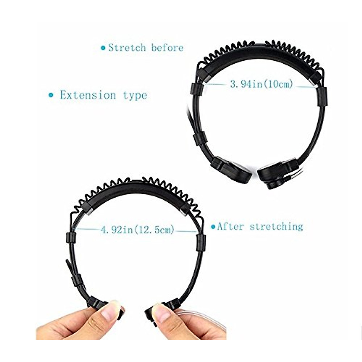 FANVERIM 3.5mm Jack Plug Cool Throat Mic Microphone Covert Acoustic Tube Earpiece Headset with Finger PTT Compatible with Mobile Phone Vocal Hands-Free in-Ear Headset/Headphones/Earphones Black