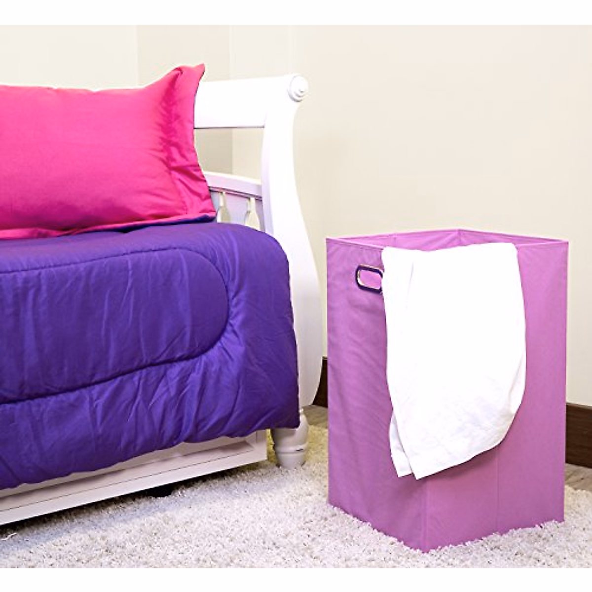 Folding Laundry Basket, Solid Pink with Handles – High-Strength Polymer Construction – Folds for Easy Storage and Transportation