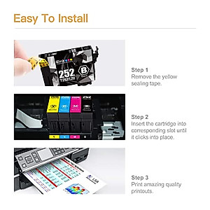 E-Z Ink (TM Remanufactured Ink Cartridge Replacement for Epson 252 T252 T252120 to use with Workforce WF-7110 WF-7710 WF-7720 WF-3640 WF-3620 Standard Capacity (4 Black) 4 Pack