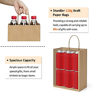 BagDream Gift Bags 8x4.25x10.5 25Pcs Kraft Paper Bags, Shopping Bags, Merchandise Retail Grocery Bags, Brown Paper Gift Bags Bulk with Handles 100% Recyclable Paper Bags Sacks
