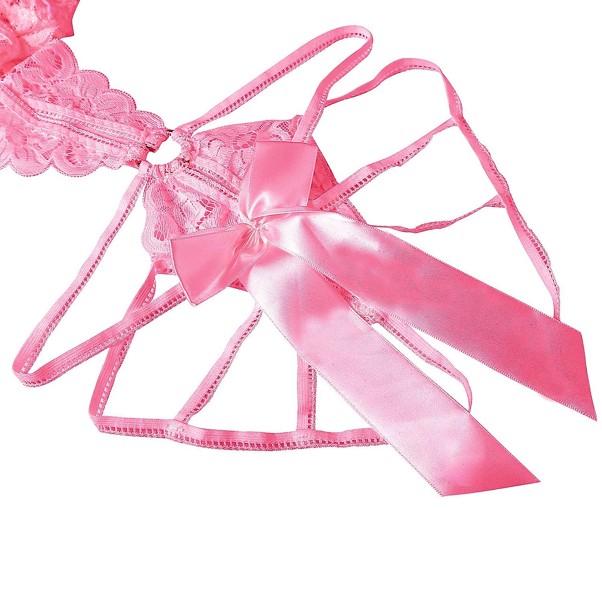 Donnalla Lingerie for Women Deep V Lace Teddy One Piece Lingerie Bodysuit Babydoll Teddy Underwear Pink S