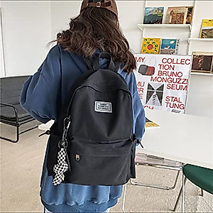 WEIIYONN Kawaii Backpack for Women Aesthetic Book bag Laptop Backpack Casual Women's Daypack with Cute Accessories (Black)