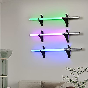 BYTOTU Wall mounted lightsaber rack - black plexiglass - very suitable for displaying magic sword - knife - samurai sword - saber - stick, acrylic display (excluding lightsaber) (black-2)