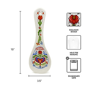 Decorative Ceramic Kitchen Spoon Rest by E.H.G | Birds Artwork "Grandma is the Greatest"