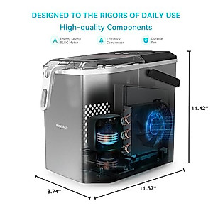 magicplux Ice Maker, Self-Cleaning Ice Makers Countertop, 9 Cubes in 6 Mins, 26.5 lbs Ice per Day, Ice Machine with Basket and Scoop for Home/Kitchen/Office/Party