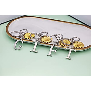 Silver Letter B Keychain for Women Men Purse Handbags Metal Alphabet Initial Letter Key Ring Keychain