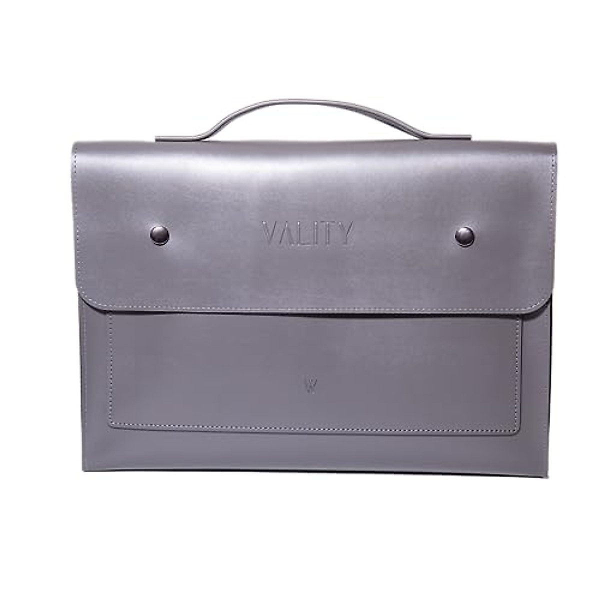 VALITY Vegan Leather Briefcase Laptop Messenger Travel Office Computer Bag 15.6 Inch for Men and Woman (Space Grey)