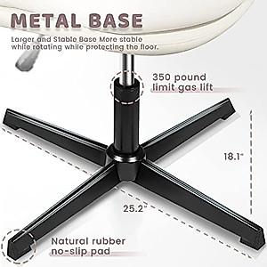 LEMBERI PU Leather Armless Office Desk Chair No Wheels,Criss Cross Legged Home Office chairs, Wide Padded Swivel vanity chair,120°Rocking Mid Back Ergonomic Computer Task Chair for Make Up,Small Space