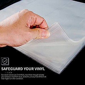50x Vinyl Record Outer Sleeves, 12 LP - Crystal Clear, Not Cloudy, No Wrinkles! The Best Protection for Your Collection