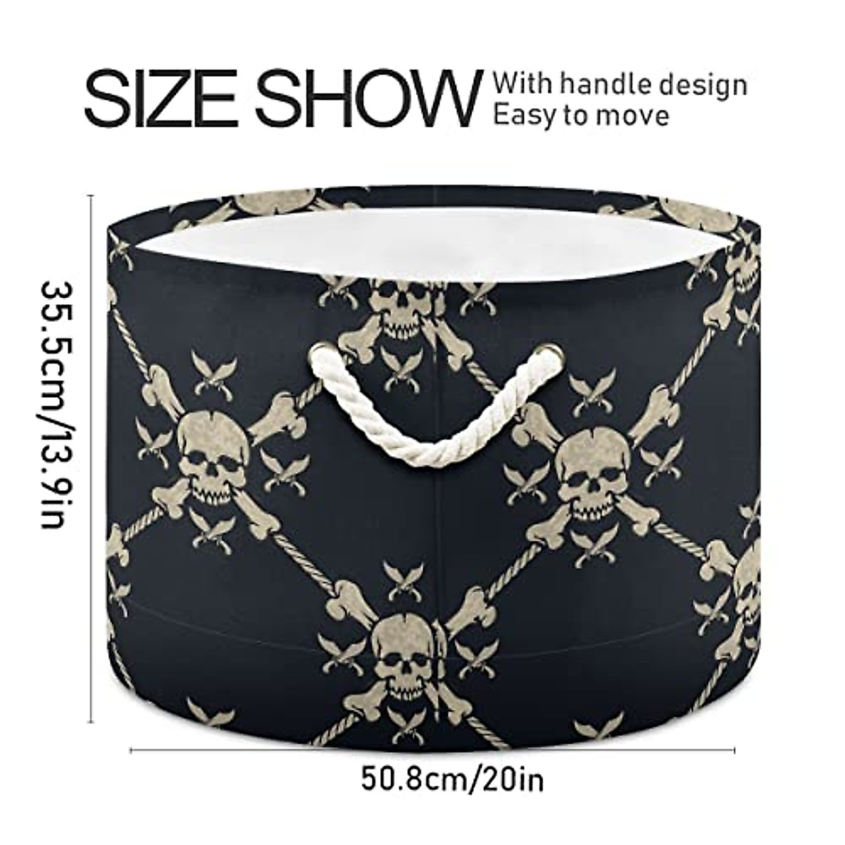 Pirate Skulls Large Storage Basket for Toys Storage Bin Box Organizer Basket for Laundry Hamper, Kid's Room, Baby & Dog Toy