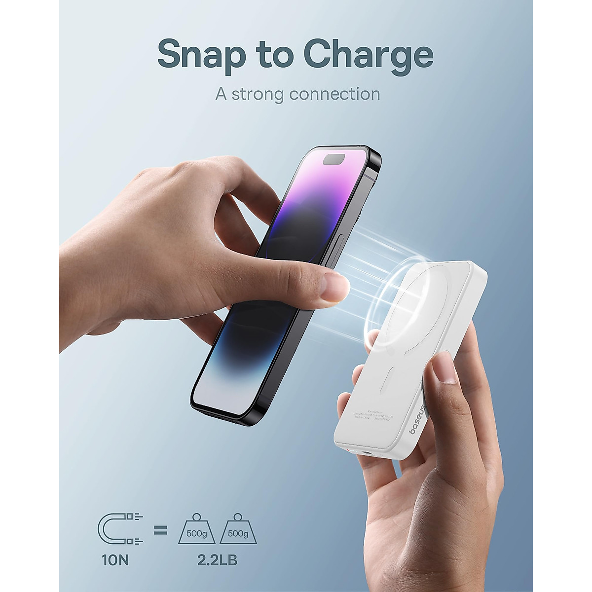 Baseus for Magsafe Battery Pack, 5000mAh Wireless Portable Charger for iPhone, PD 20W Magnetic Power Pank Fast Charging with USB-C Cable, Slim Magsafe Charger for Apple iPhone 15/14/13 Series, AirPods