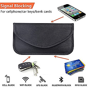 Faraday Bag(2 Pack),RFID Signal Blocking Bag Shielding Pouch Wallet Case for Cell Phone Privacy Protection and Car Key FOB, Anti-Tracking Anti-Spying（Black）