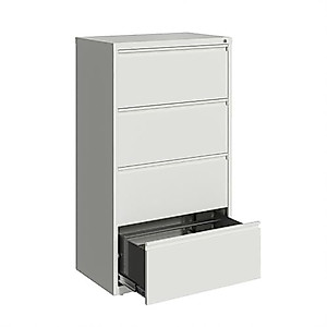 Hirsh 30-in Wide HL10000 Series 4 Drawer Metal Lateral File Cabinet White