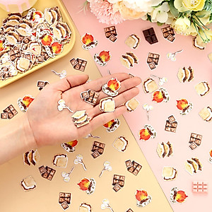 Jollyboom 200PCS Smores Camping Confetti, Smores Baby Shower Decorations Confetti Double-Sided Printing Camping Campfire Camper Confetti Decoration for Table, Camping Theme Party Decoration