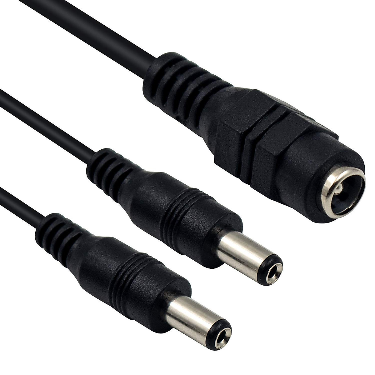 Duttek CCTV Power Splitter Cable, DC 5.5x2.1mm 1 Female to 2 Male Splitter Cable 2 Way DC Power Cable Y Splitter for CCTV Security Camera/IP Camera/DVR Standalone/LED Strip (40CM/15.74Inch)