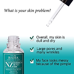 Niacinamide 20% + Zinc PCA 4% Serum for Face, Pore Reducer, Uneven Skin Tone Treatment, Diminishes Acne Prone, Skin Balancing Pore Reducing, Restores Elasticity, 1 Fl Oz