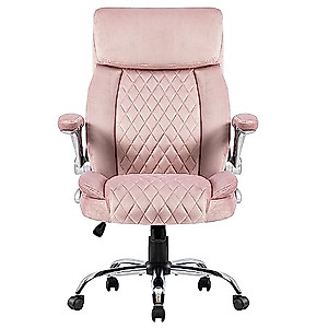 HOMYEDAMIC Velvet Ergonomic Office Chair, Adjustable Arms Wide Managerial Executive Home Desk Computer Chair Big and Tall with High Back Lumbar Support Wheels Comfortable (Pink)