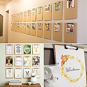 16 Pack Clipboards Letter Size 9" x 12.5" Eco-Friendly Wood Clip Boards Hardboard for A4 Paper Low Profile Clip for Office, School, Classroom Supplies, Hospital, Traveling, Party, Brown