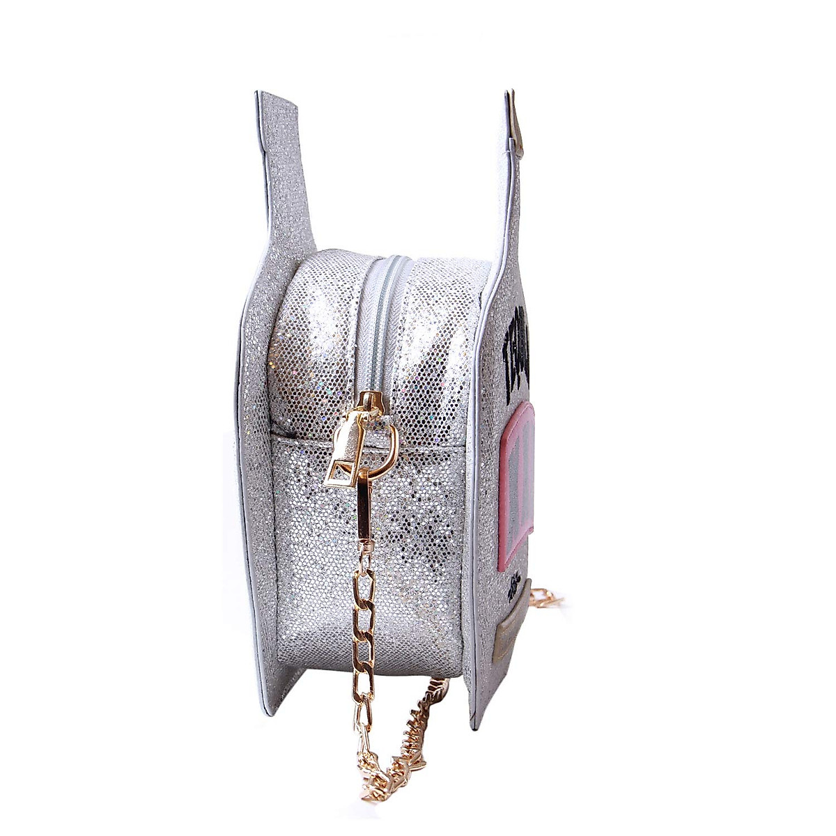 Lanpet Women Sequins Cross Body Bag Bottle Shaped Evening Chain Strap Shoulder Bag