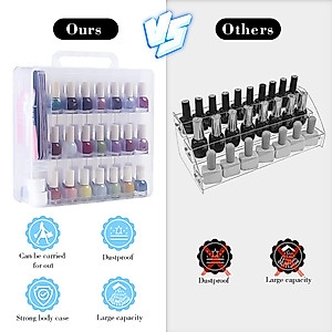 OVX Universal Gel Nail Polish Organizer Storage Portable Carrying Case Holder for 48 Bottles Double -Sided Adjustable Dividers Space Saver with 2 Toe Separators