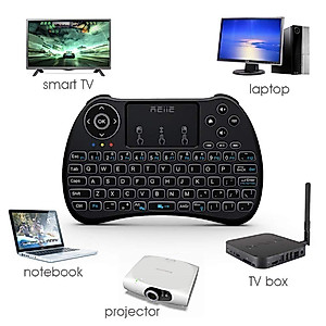 reiie (Backlit Version) H9+ Mini Keyboard,2.4GHz Wireless Mini Handheld Smart TV Remote Keyboard with Touchpad for PC,Raspberry Pi 2, Pad, Smart TV, Android TV Box, Windows 7 8 10