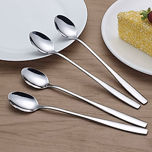 HOMMP Long Handle Iced Tea Spoon, Stainless Steel Ice Cream Spoon, Set of 16