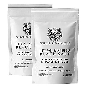 Black Salt for Protection Rituals, Wiccan Supplies, Sal Negra para Rituales de Brujeria - 1.75 lb Pack (14 oz Bag x 2) - Witches & Wiccan Witchcraft Supplies