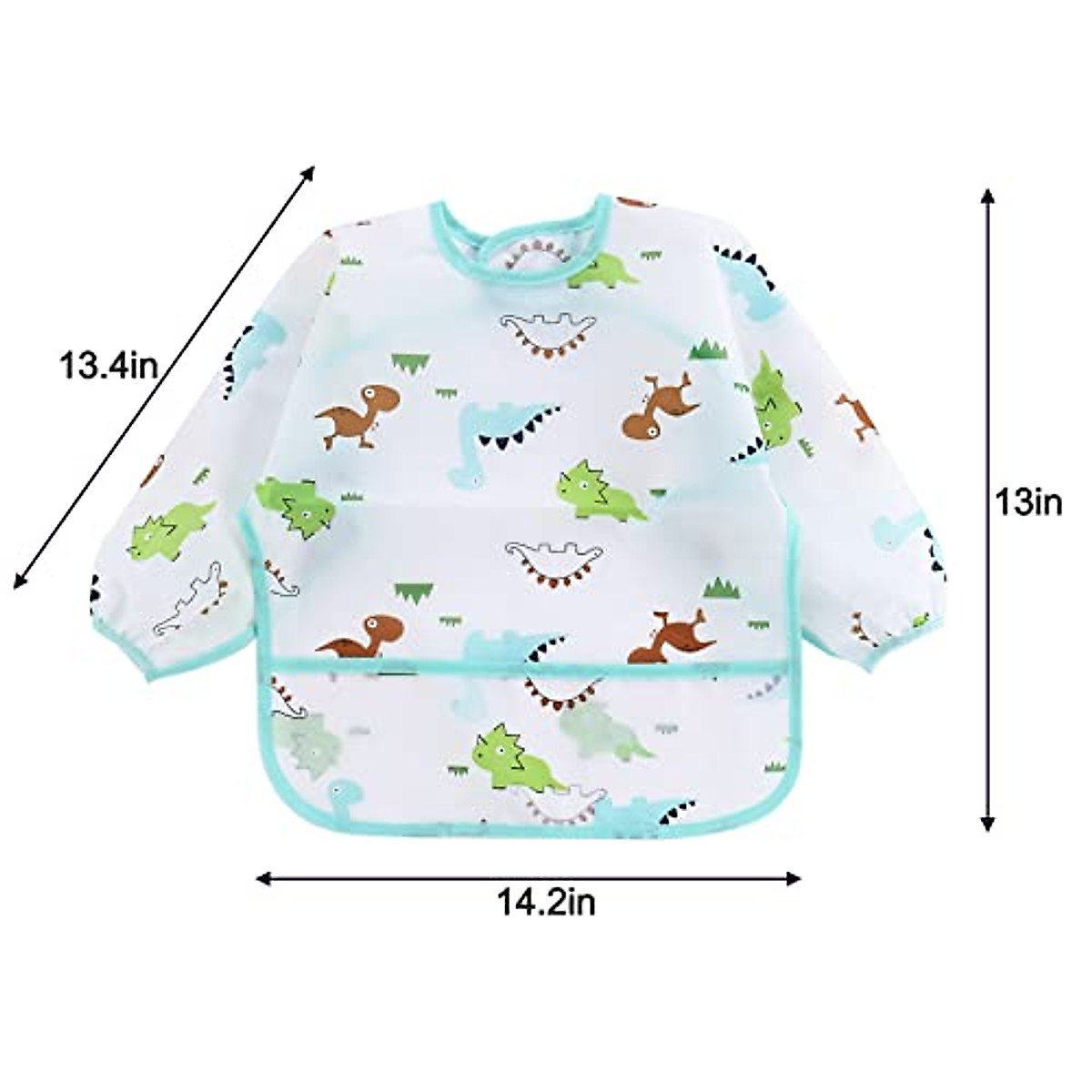 PandaEar 5 Pack Long Sleeve Bibs| Waterproof Full Bib with Sleeves for Babies Infant Toddler 6-24 Months| Mess Proof Baby Smock for Eating| Baby Apron for Feeding