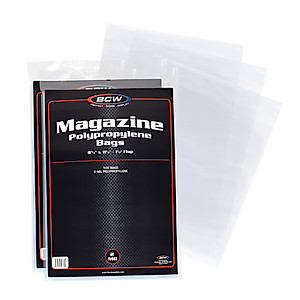 BCW Magazine Bags - Pack of 200 | Acid-Free, Crystal Clear Polypropylene Sleeves for Archival-Quality Storage of Collectible Magazines | Protect and Showcase Your Valuable Comic Book Collection