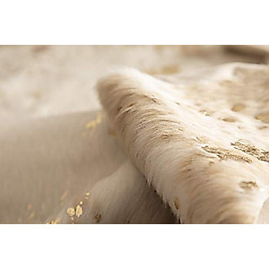 Faux Cowhide Rug - Beautiful Acid Wash Cowhide Rug. Western Throw Rugs for Office, Bedroom, Nursery or Living Room with Our Rustic Area Rugs for Living Room (Tan Gold)