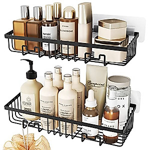 Alsonerbay Shower Organizer Bathroom Caddy for Shower, No Drilling Shower Shelf Baskets for Storage, Rustproof Metal Shower Rack, 2 pack, Matte Black
