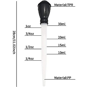 HEIGOO Turkey Baster,30 ml Strong-Suction Plastic Rubber Meat Baster,Used for Cleaning Fish Tanks,Watering Plants,Seasoning in Kitchen Cooking,Transparent