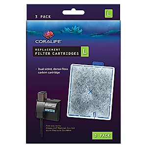 Coralife Aquarium Fish Tank Water Filter With Protein Skimmer Replacement Cartridge, Large - 3 Pack