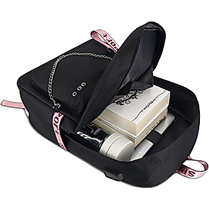 Roffatide Anime Cardcaptor Sakura Backpack Kinomoto Syaoran Li Tomoyo Daidouji Meiling Li Backpack Book Bag Laptop School Bag with USB Charging Port and Headphone Port
