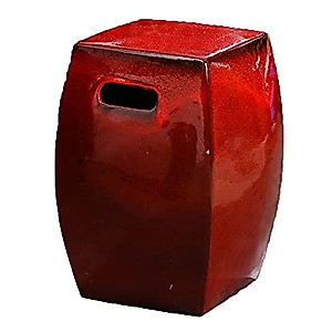 FAIRAH New Chinese-Style Square Ceramic Stool, Drum Stool, Shoe-Changing Stool, Retro Nostalgic Drum Stool for Study Guzheng. (Color : Red)
