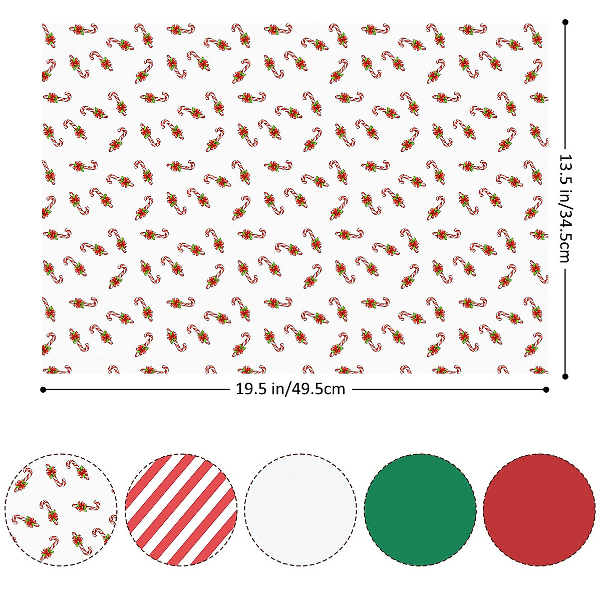 LOADSFUN Christmas Tissue Paper, 120 Sheets Bulk Tissue Paper for Gift Bags Assorted Design Gift Christmas Wrapping Paper, Red Green White Tissue Paper for Xmas Holiday Crafts (Christmas Candy Canes)