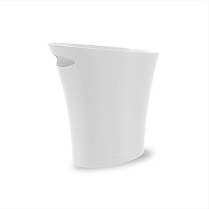 Umbra 1006232-661-A60 Skinny Sleek & Stylish Bathroom Trash, Small Garbage Can Wastebasket for Narrow Spaces at Home or Office, 2 Gallon Capacity, White, 2-Pack