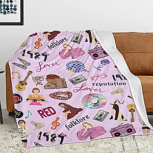 Grreiul Music Album Cover Taylor Throw Blanket 50"x40"​Fleece Bedding Birthday Women Adults Travelblankets for Bed Best Gifts for Fans Bedroom Party